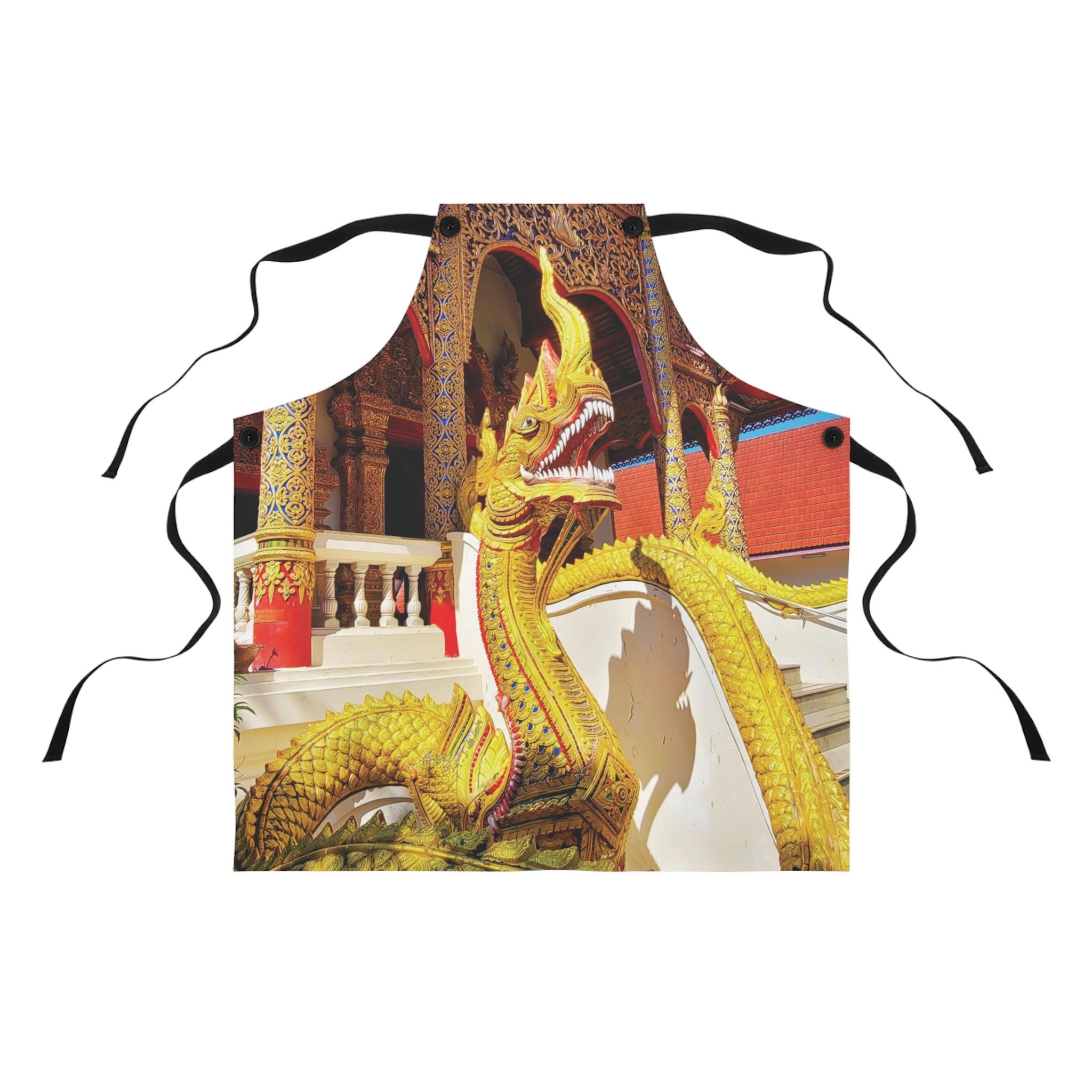Apron Kitchen Accessory Gold Dragon Thai Temple Clothing Family ...