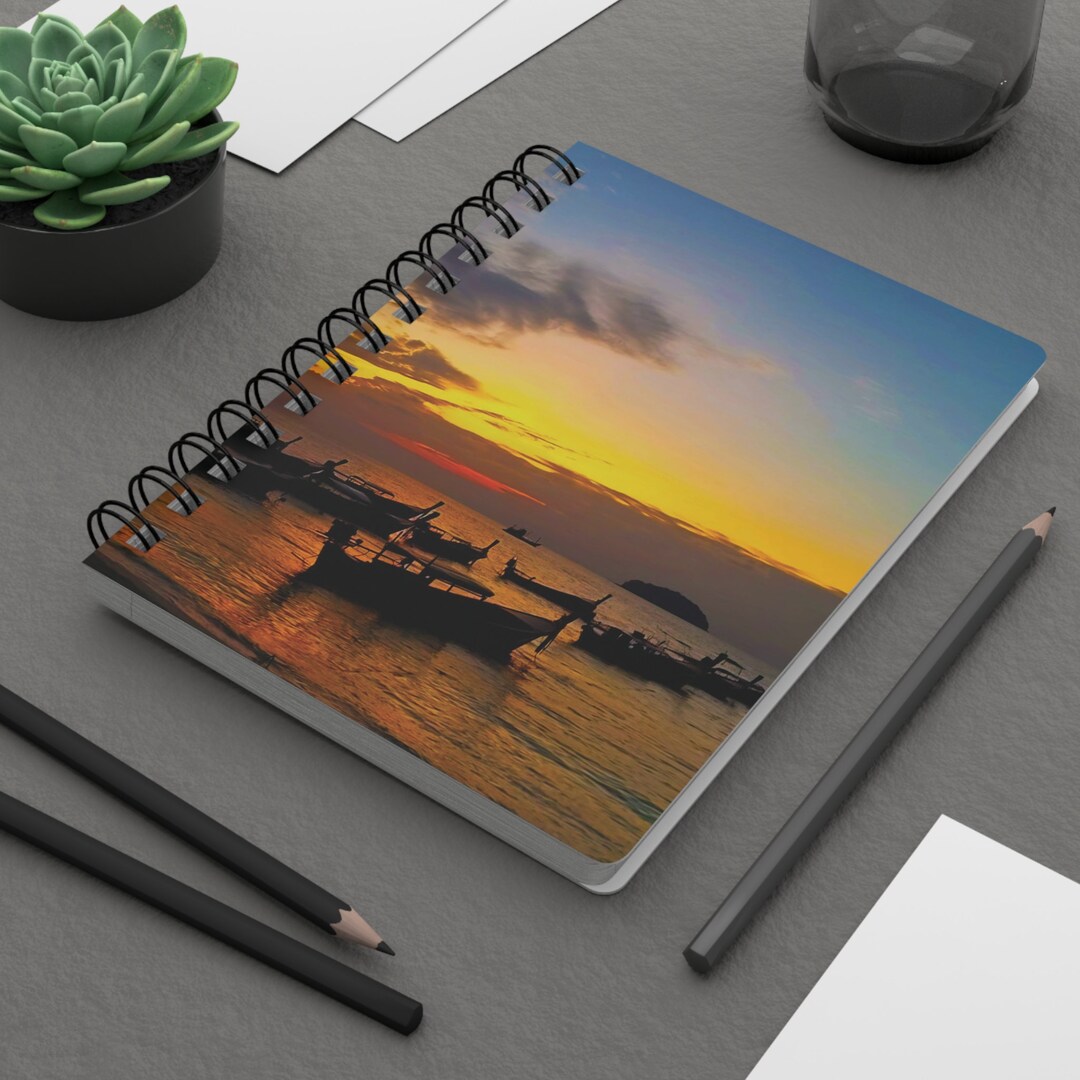 Spiral Bound Notebook Sunset Longtail Boats Thailand Island 150 Lined ...