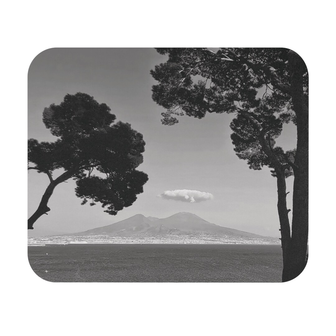 Mt. Vesuvius Mouse Pad, Black and White Italy Desk Decor - Etsy