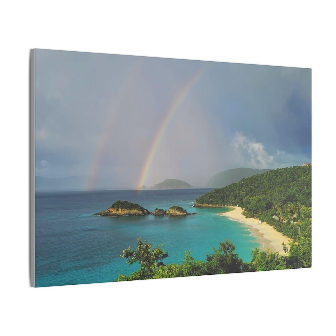 Wall Art, Tropical Beach Rainbow USVI St John Island Print, Canvas ...