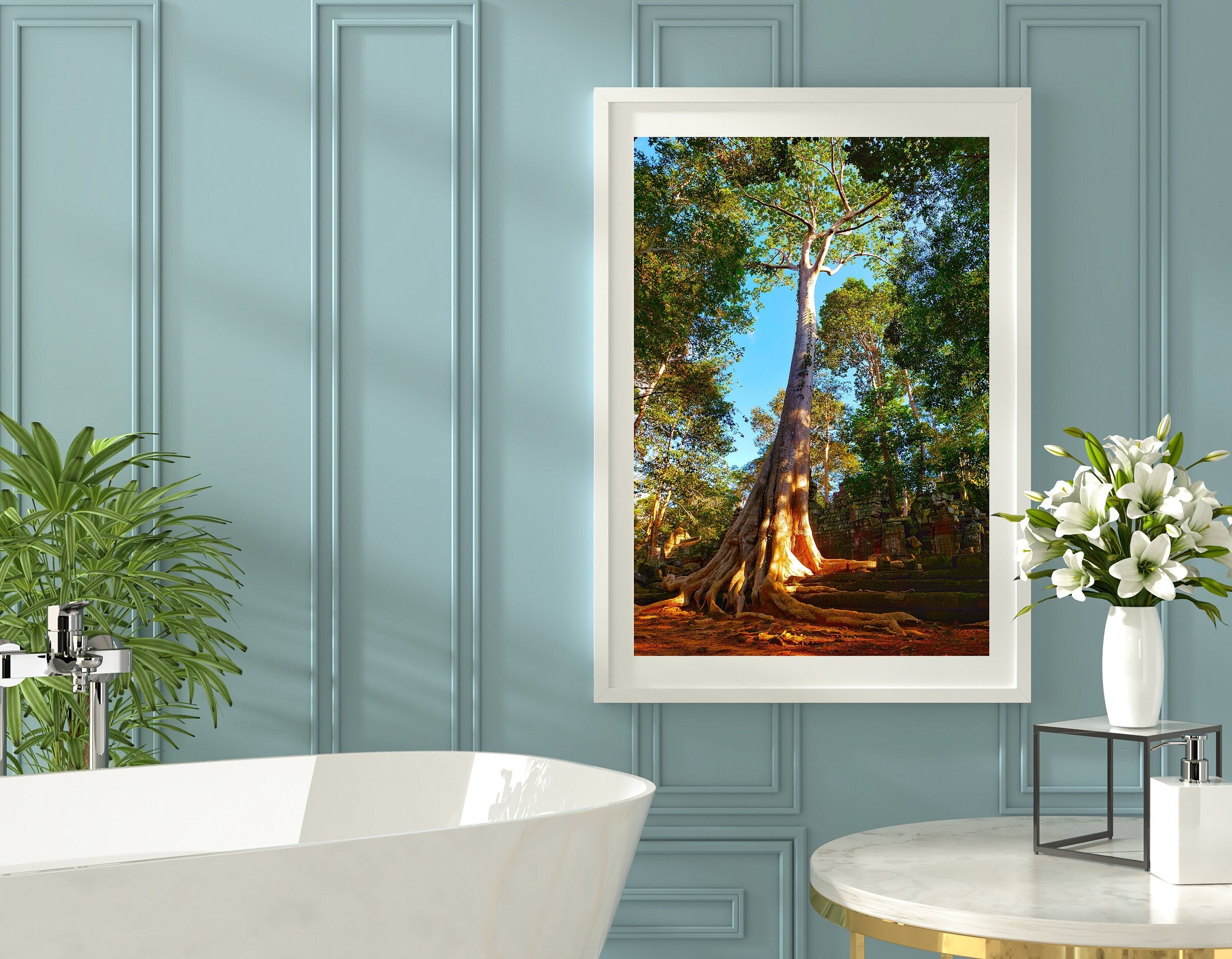 Hindu Temple Ruins Tree Angkor Wat Tom Wall Art Zen Yoga Studio Room ...