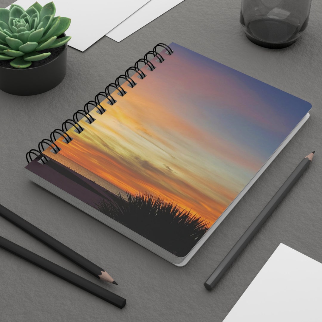 Spiral Bound Notebook Sunset Beach Pastel Sky Florida 150 Lined Pages ...