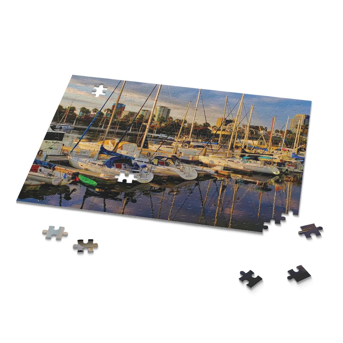 Jigsaw Puzzle Boats Marina Long Beach Vacation Home Game Family ...