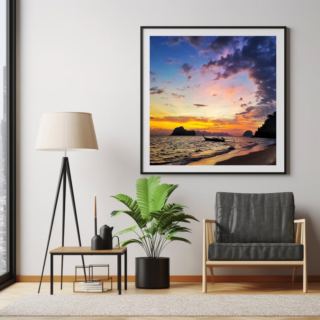 Tropical Island Rainbow Sky Thailand Longtail Boat Digital Download ...