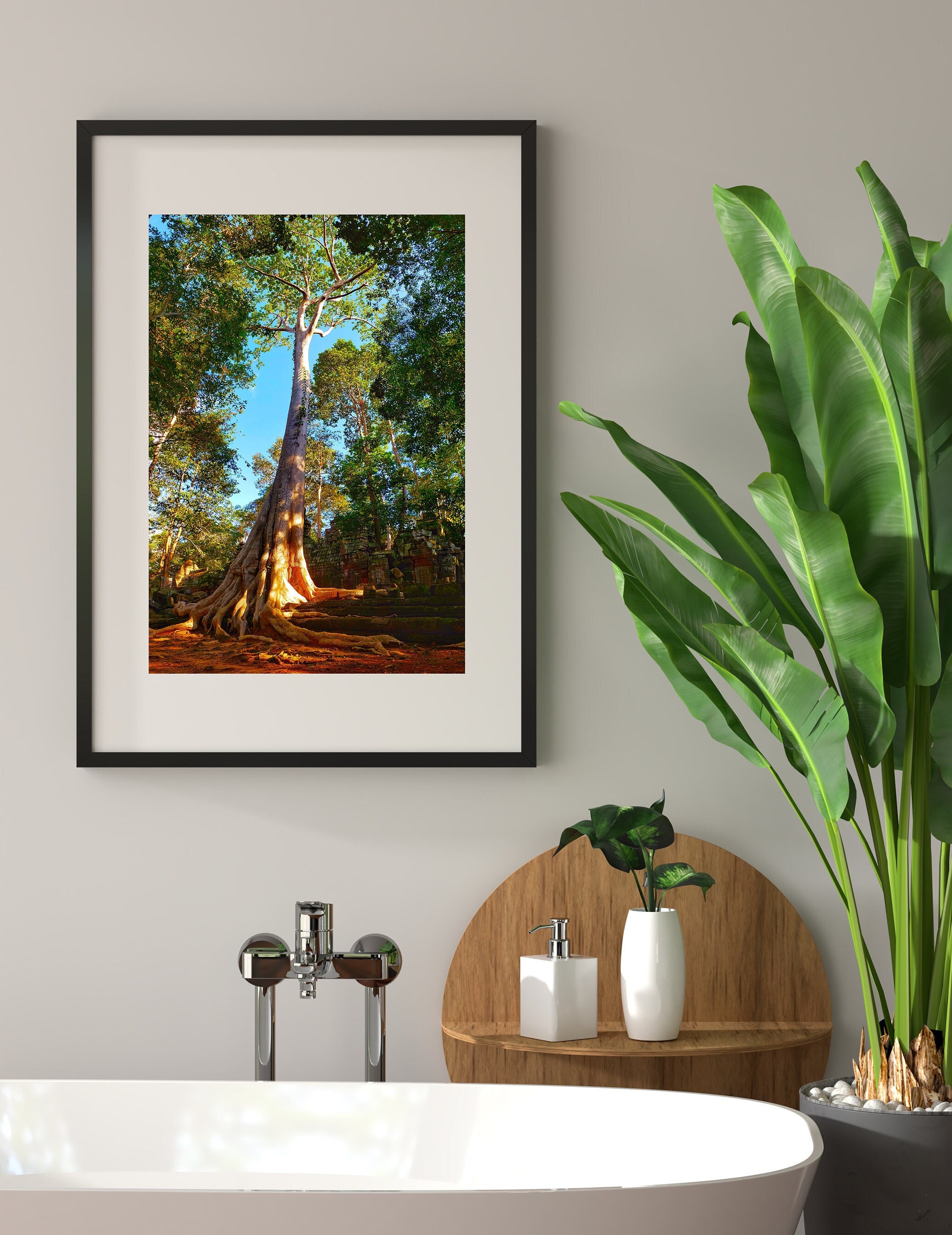 Hindu Temple Ruins Tree Angkor Wat Tom Wall Art Zen Yoga Studio Room ...