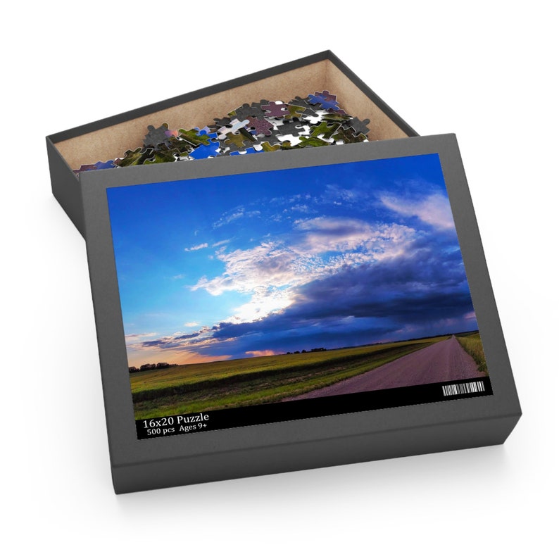 Puzzles Storm Photo Clouds Rain Grassland Prairie Road 252 and 500 ...