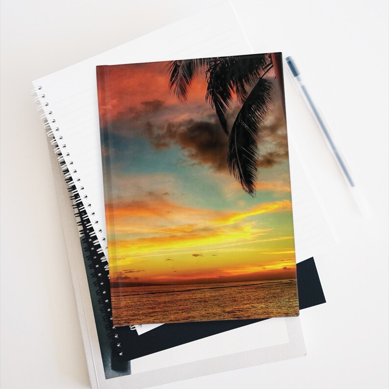 Blank Pages Journal Island Tropical Sunset Maui Hawaii Hardcover Diary ...