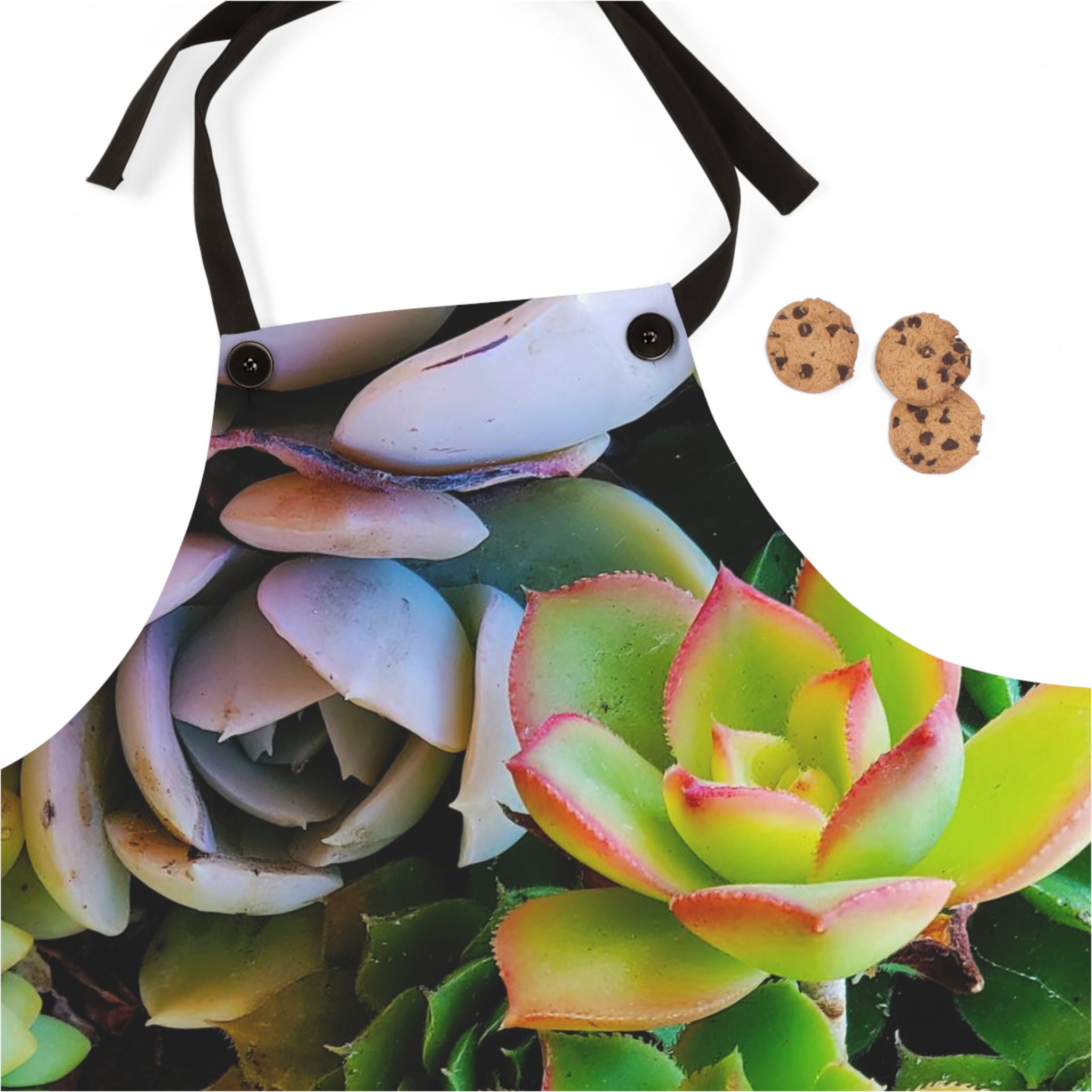 Apron Succulent Kitchen Clothing Cook Green Purple Nature Apparel - Etsy