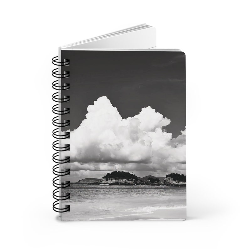 Spiral Bound Notebook USVI Black White Beach St John 150 Lined Pages ...