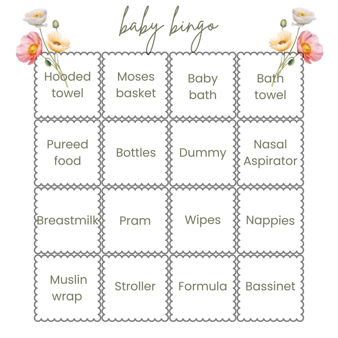 Baby Shower Bingo Game - 30 Unique Cards - Etsy