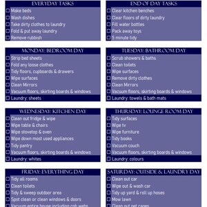 Weekly Cleaning Schedule Checklist: Yellow - Etsy