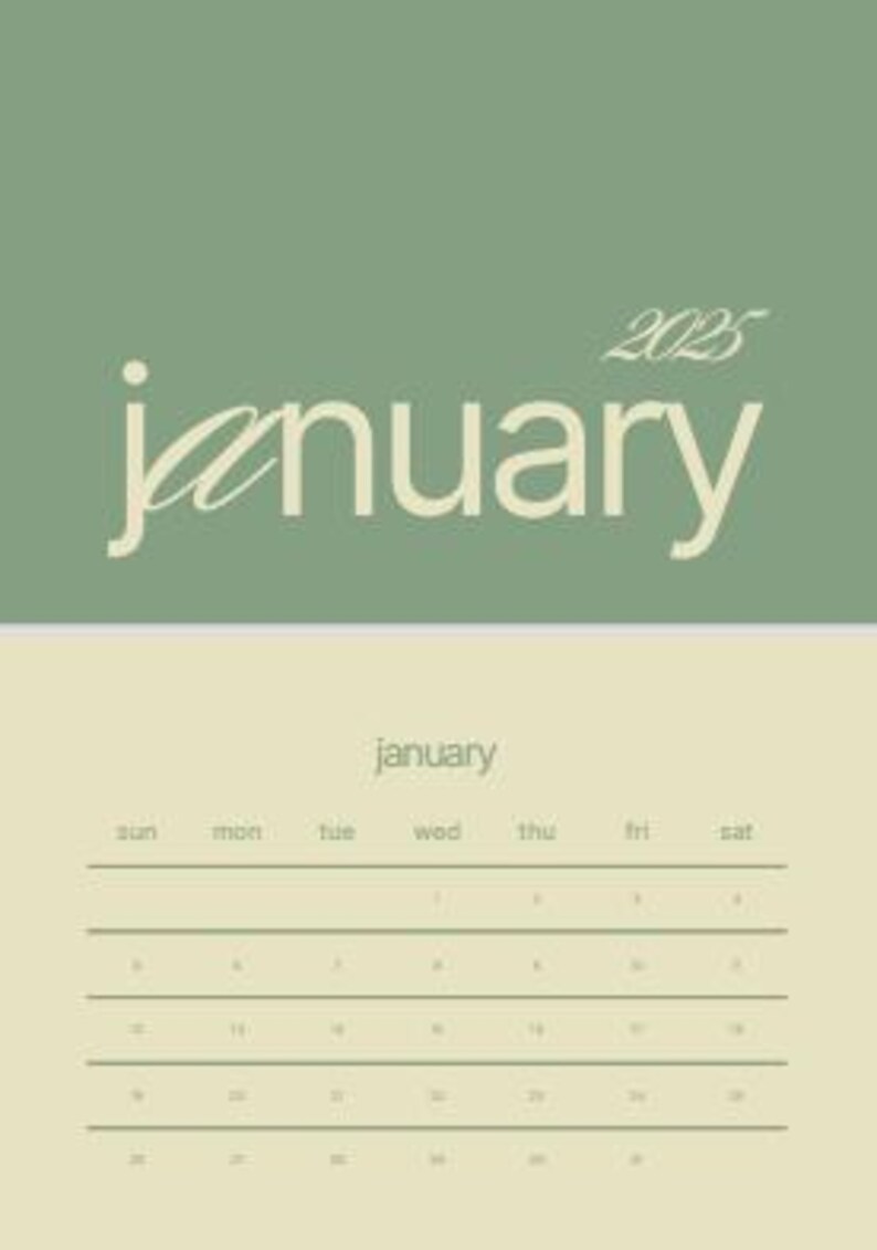 Calendar 2025: Sage & Cream - Etsy