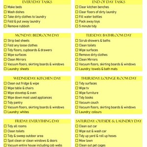 Weekly Cleaning Schedule Checklist: Orange - Etsy