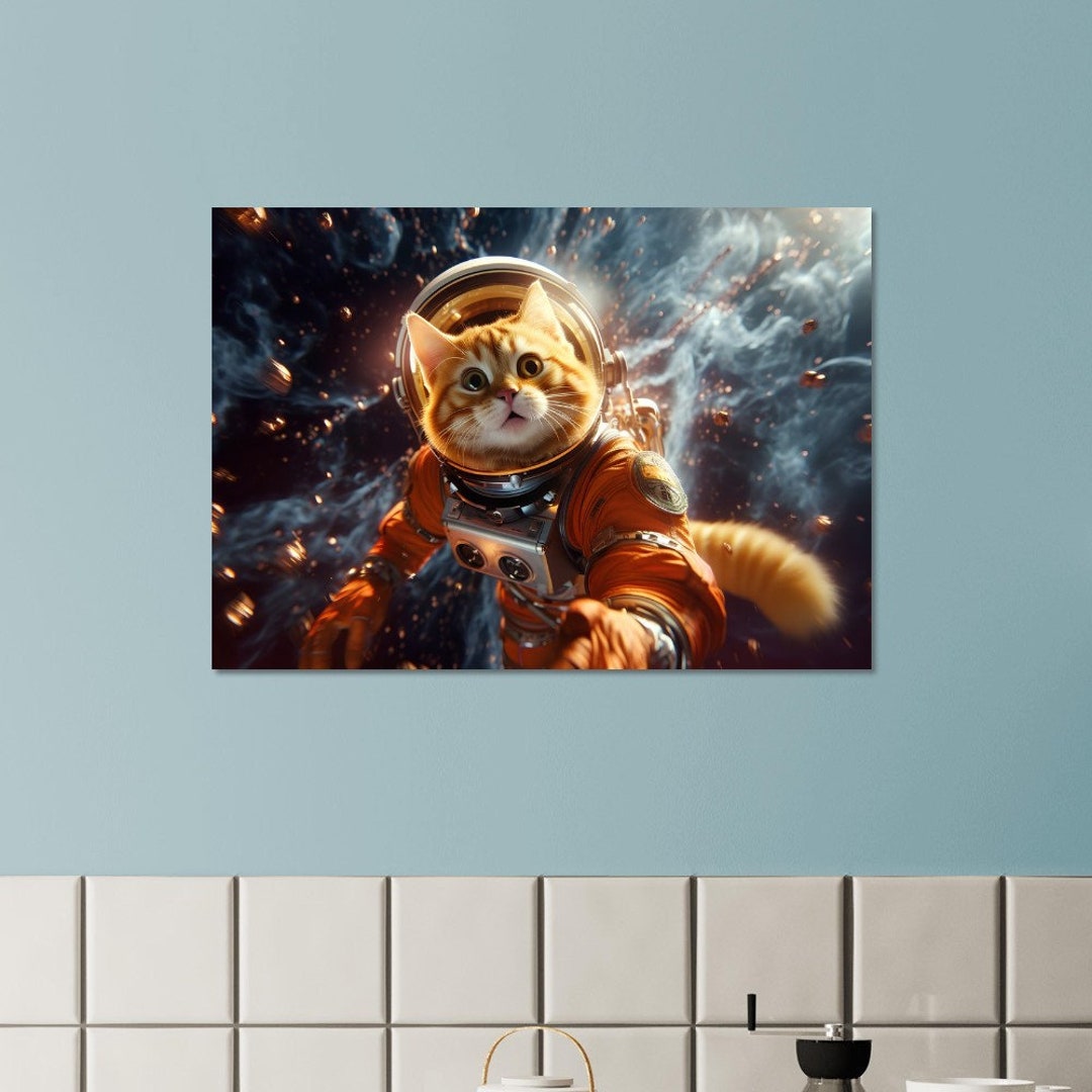 Aluminum Wall Art: Space-themed Tabby Cat Orange Astrocat Astronaut ...