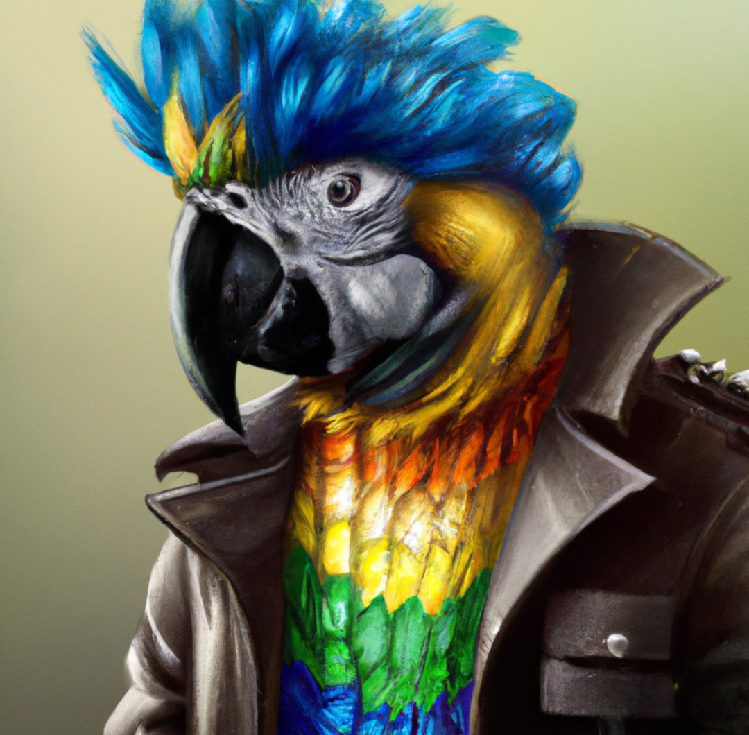 Colorful Mohawk Macaw: Funny Parrot Digital Print - Etsy