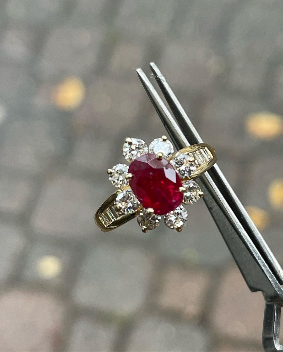2.98 Ct Oval Cut Certified Natural Ruby & Diamond Engagement Wedding ...
