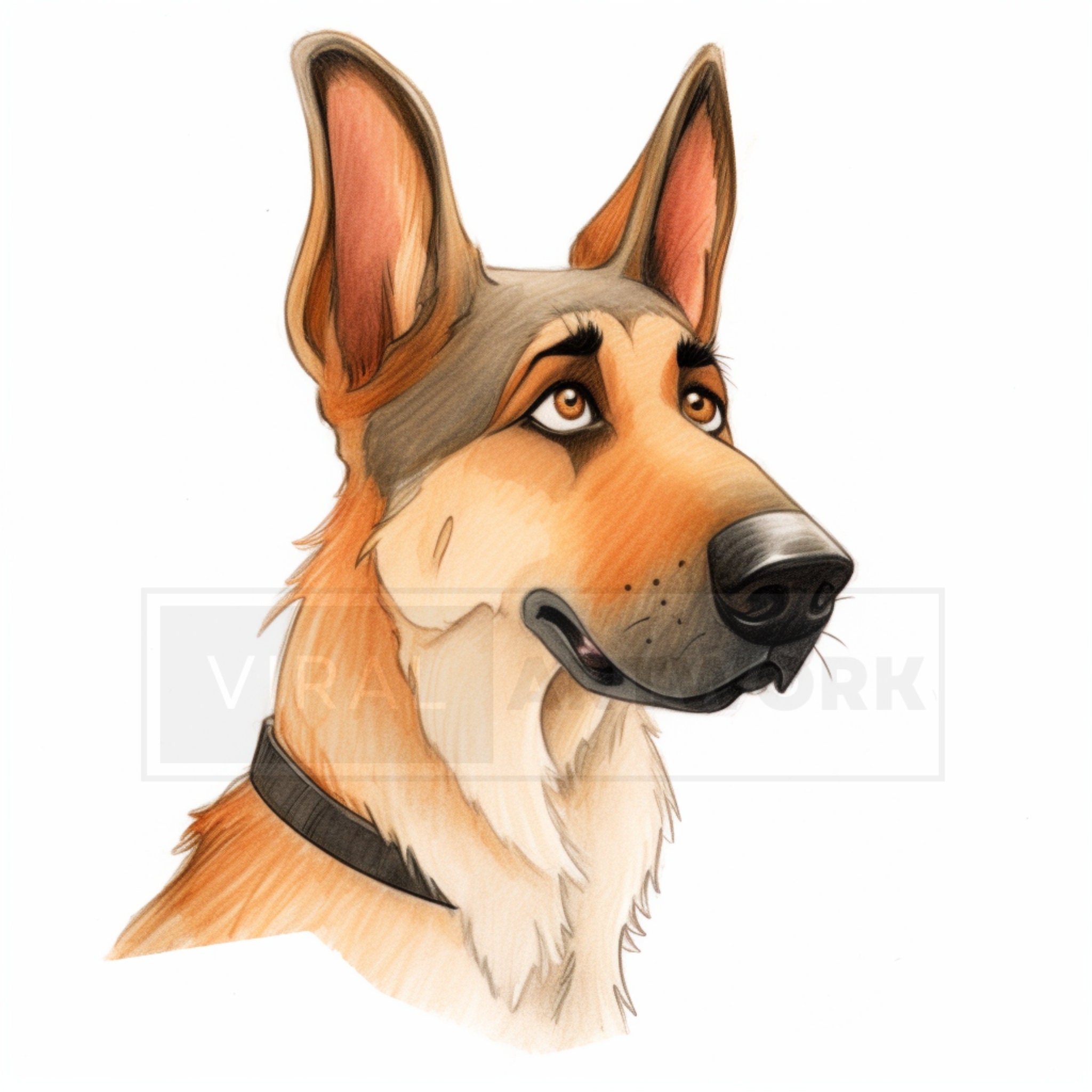 German Shepherd Clipart - Cartoon Drawing, Digital Download, Clip Art ...