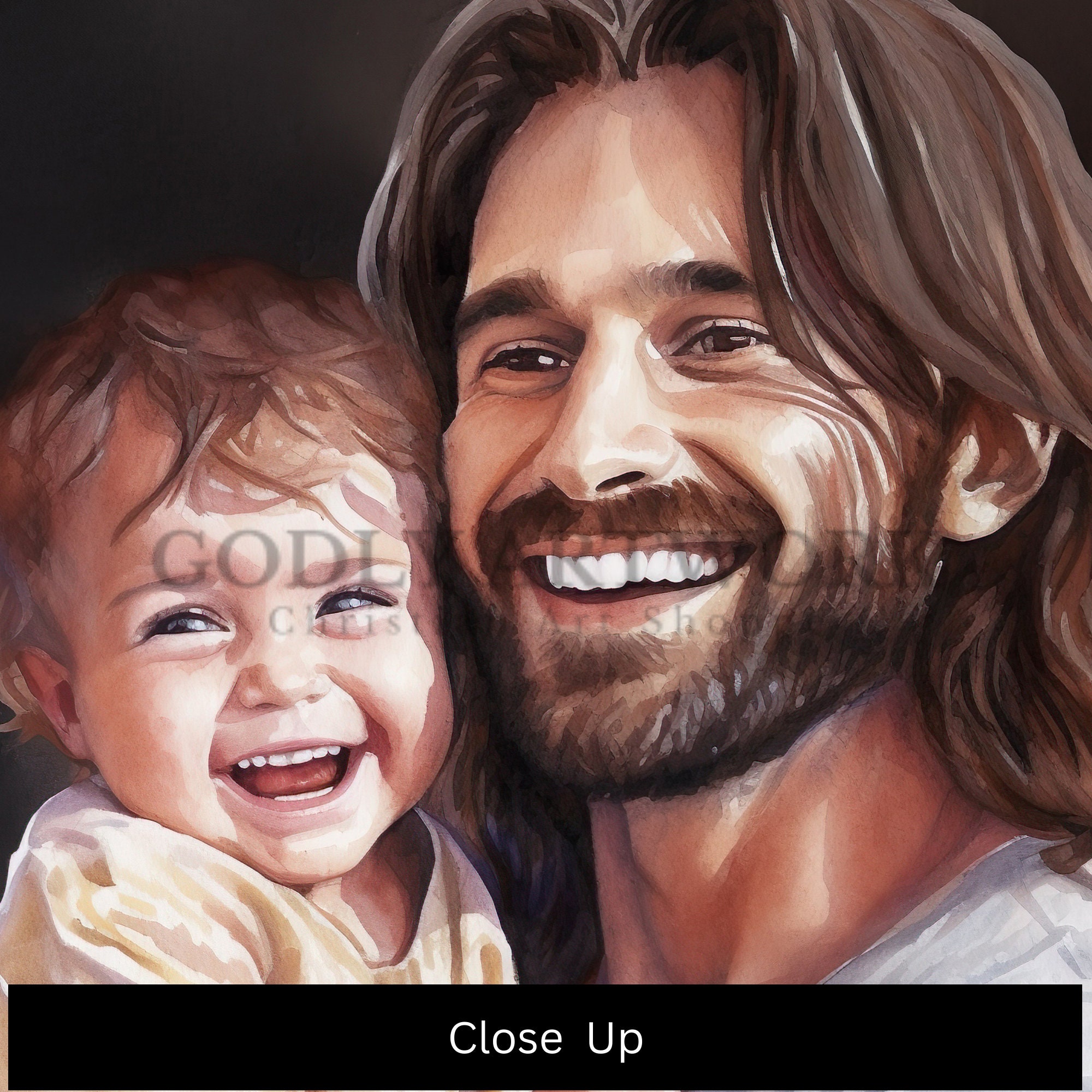 Jesus Smiling Holding Happy Baby Watercolor Art Digital Download Home ...