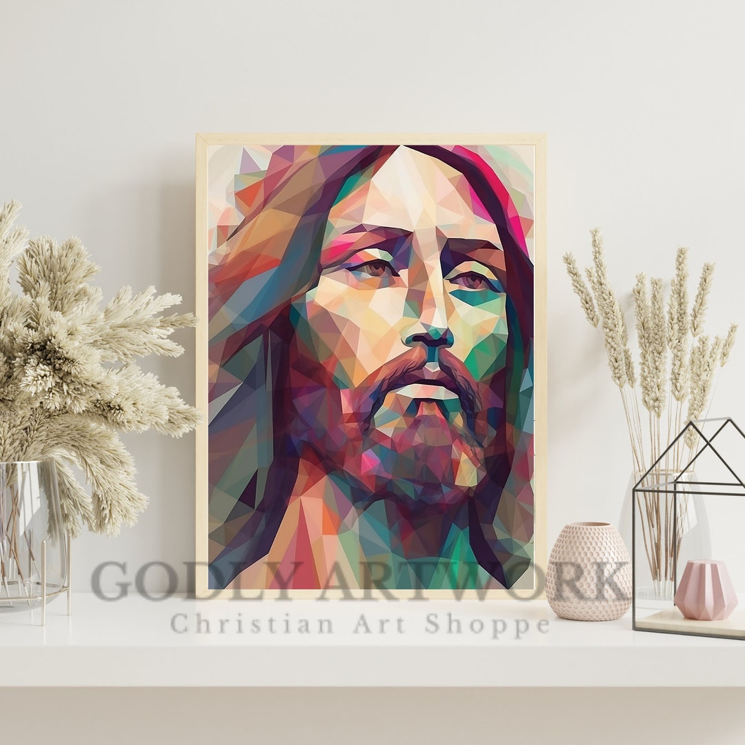 Jesus Portrait Modern Art, Jesus Art, Christian Artwork, Jesus Portrait Wall Art - Etsy