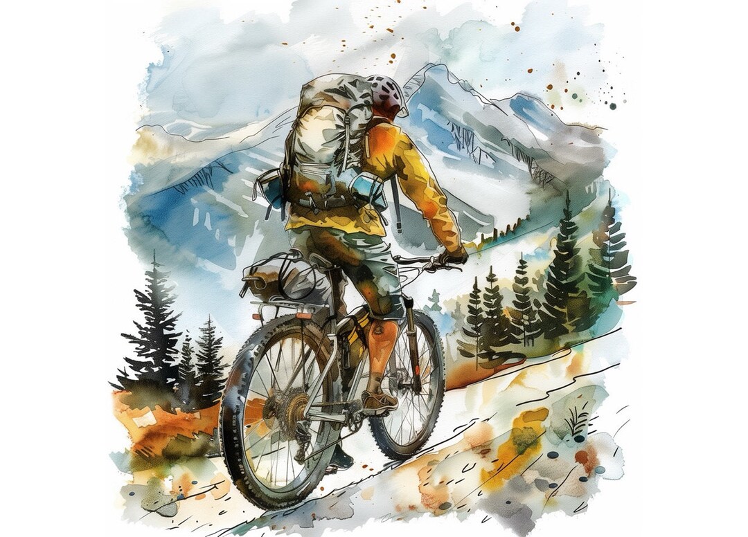 Bikepacking Watercolor Clipart, Bikepacking Sublimation, Gravel Bike ...