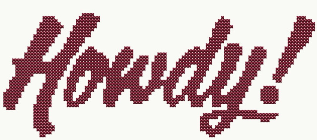 Howdy Texas A&M Aggie PDF Cross Stitch Pattern, Single Color - Etsy