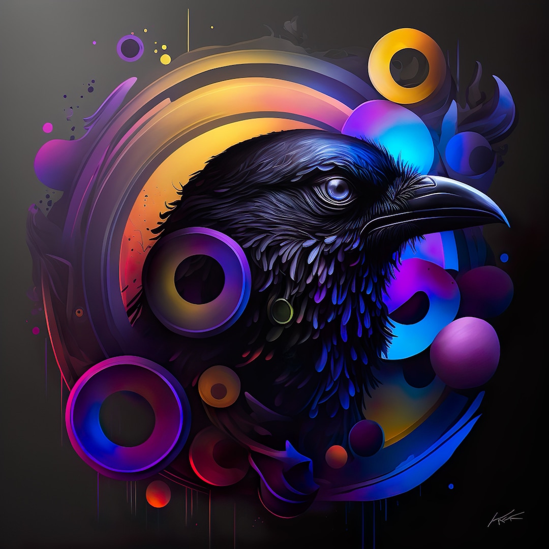 Raven Abstract Neon Art Digital Download File - Etsy