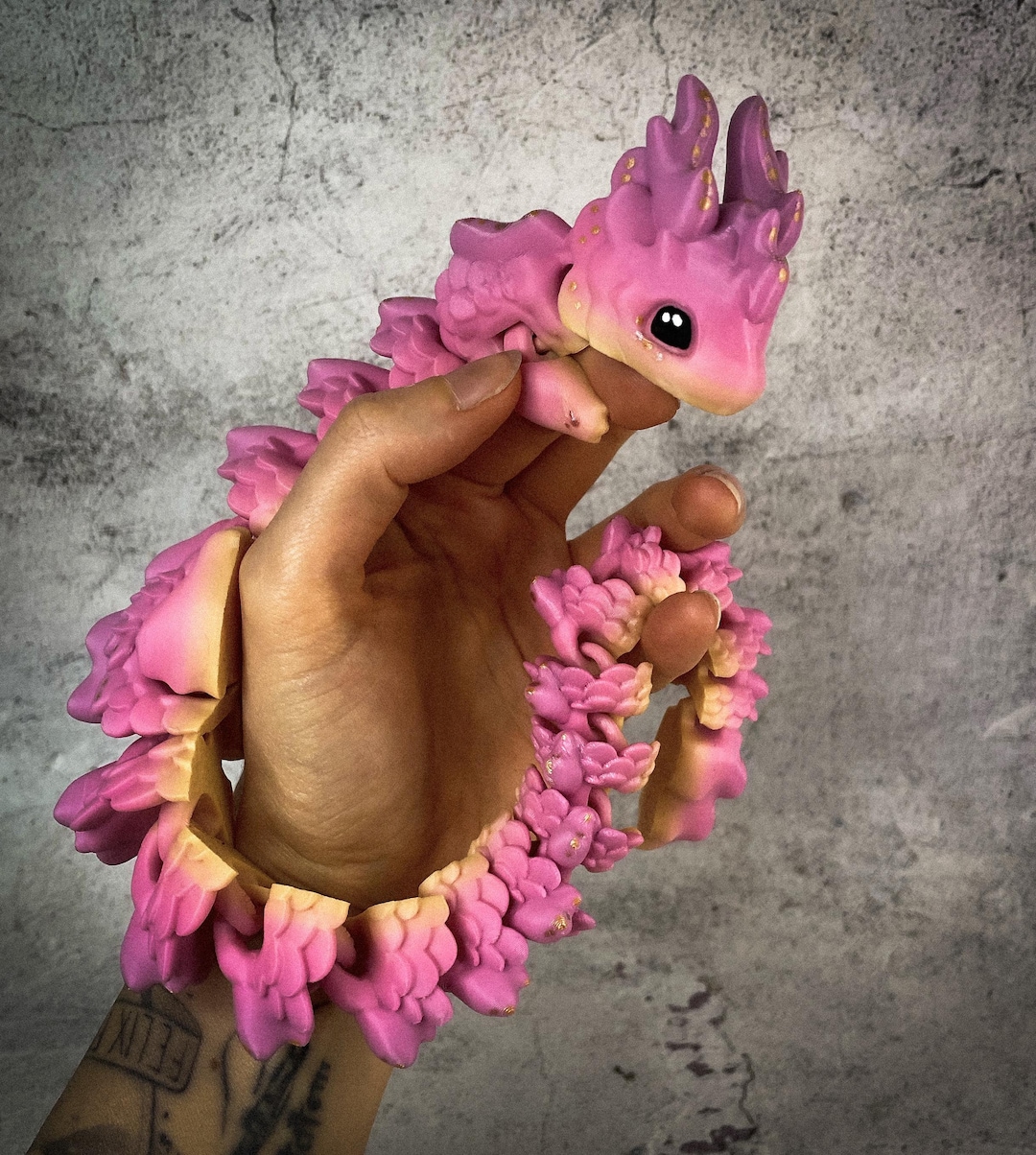 3D Printed Blue Pink Gold Dragon Chibi Decoration Toy Fantasy - Etsy