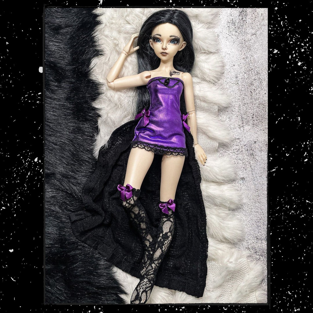 Purple Burlesque Rock Girl Set Clothes BJD 1/4 Minifee MSD Slim, Kid ...