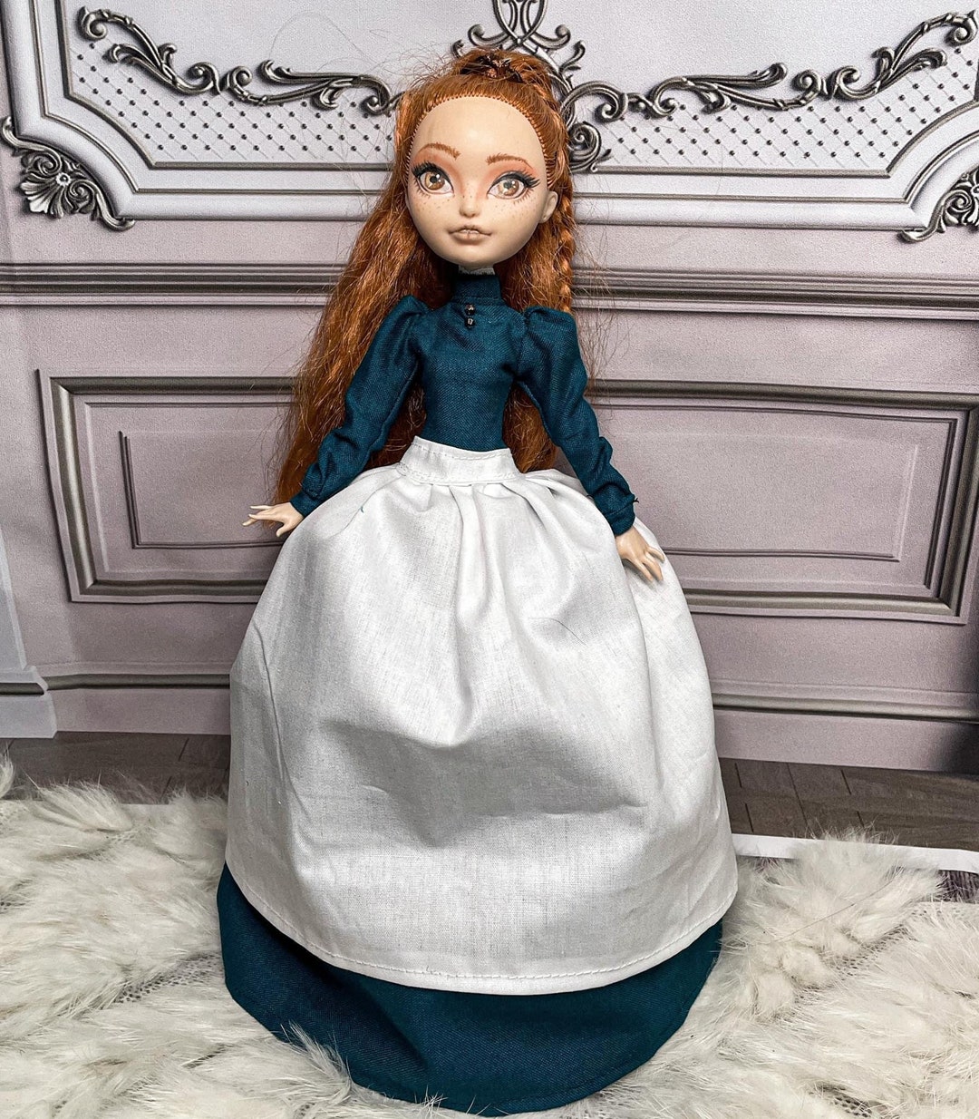 Victorian Maid Green Dress and White Apron Doll Clothes Custom - Etsy