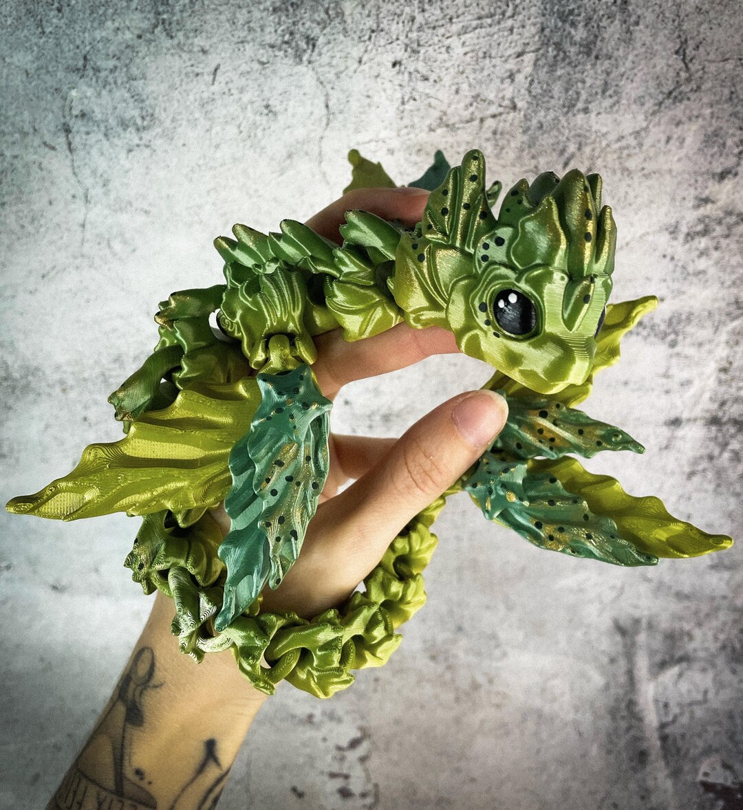 3D Printed Green Element Dragon Chibi Decoration Toy Fantasy - Etsy