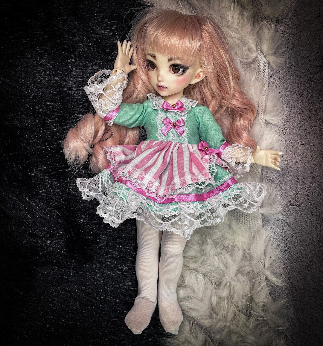 Sweet Stripes Pink Lolita Dress BJD YO-SD 1/6 Littlefee, Soom Teeniegem ...
