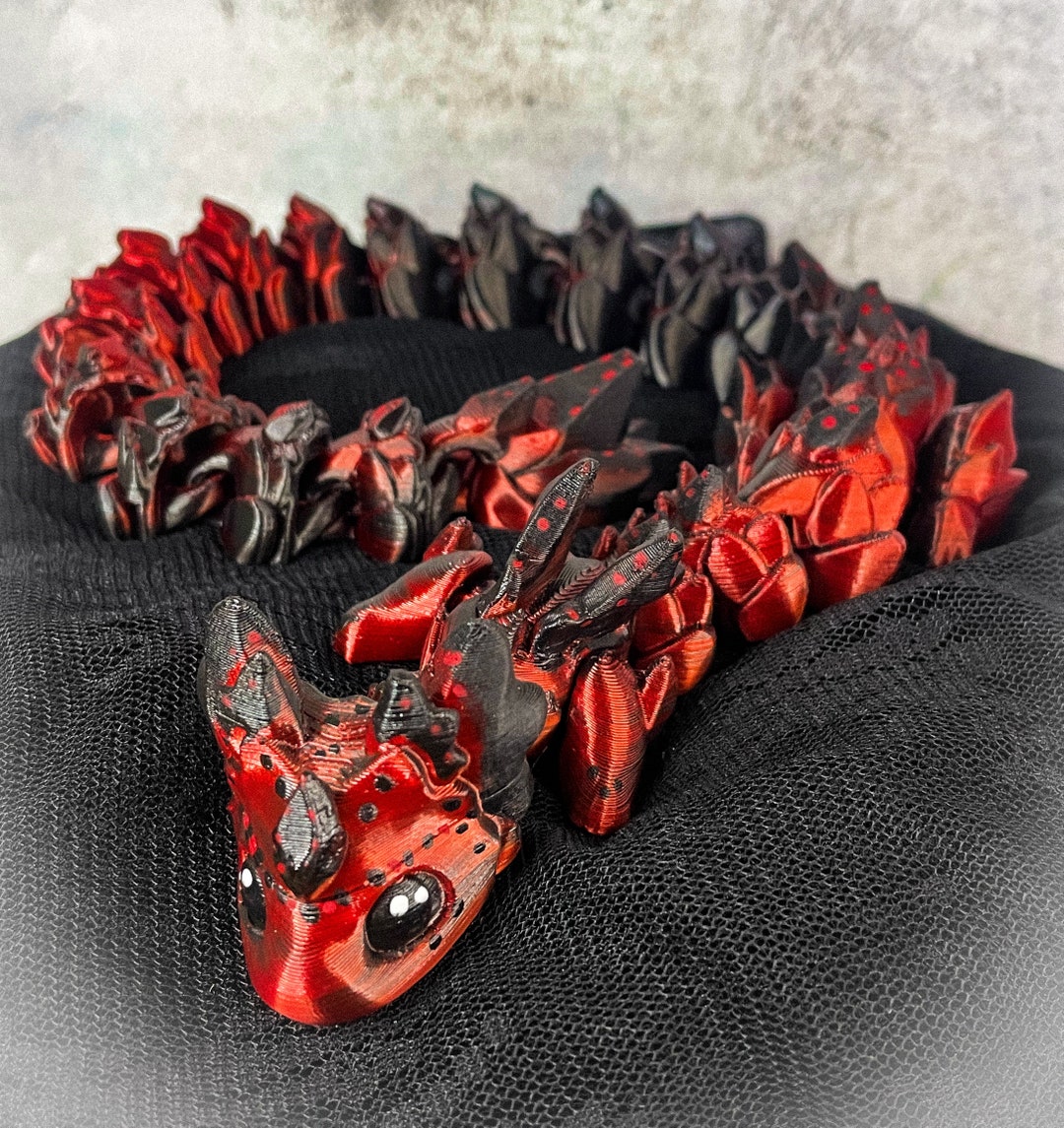3D Printed Dark Red Dragon Chibi Decoration Toy Fantasy - Etsy