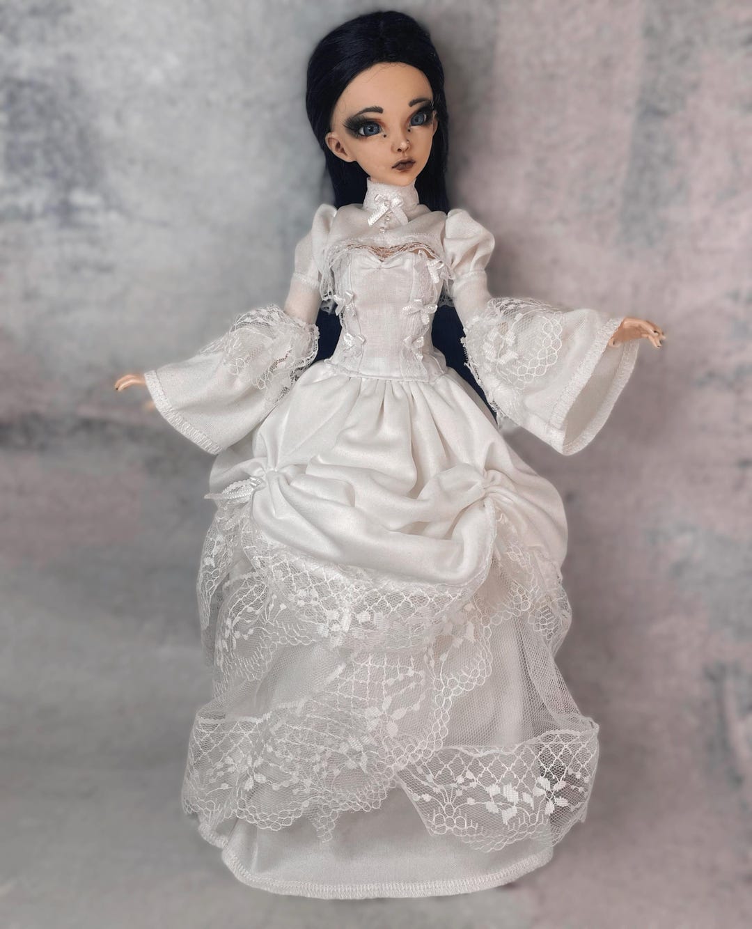 White Goth Vctorian Dress BJD 1/4 Minifee MSD Slim, Kid Delf, Soulkid ...