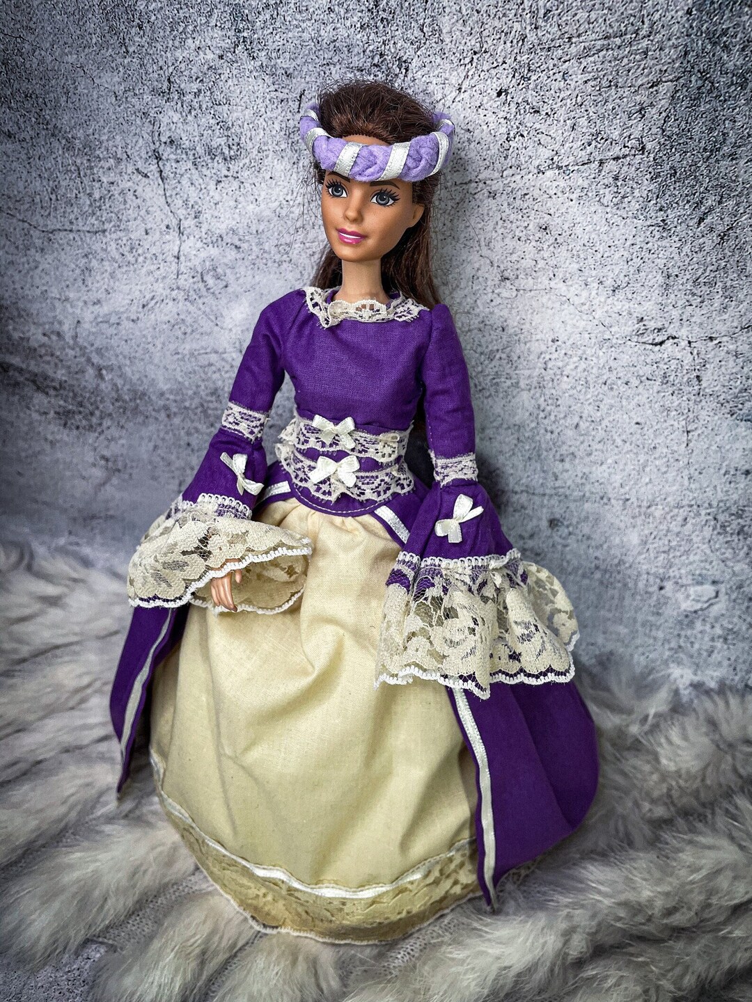 Medieval Purple and Hat Dress for Fashion 11,5 Inch 30 Cm Size Doll ...