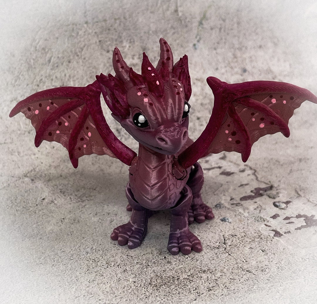 3D Printed Baby Dragon Dark Red Chibi Decoration Toy Fantasy - Etsy