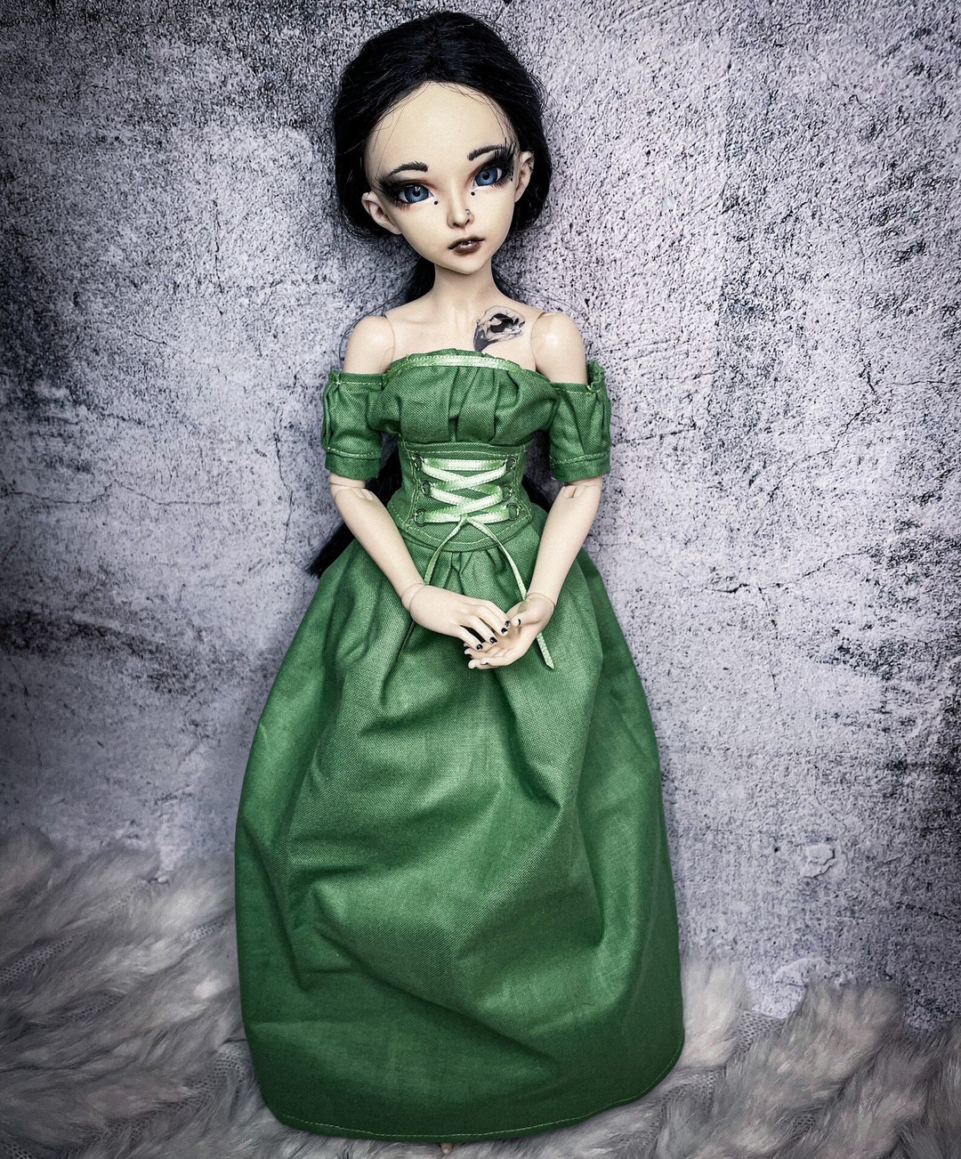 Medieval Green Dress BJD 1/4 Minifee MSD Slim, Kid Delf, Soulkid, Hujoo ...