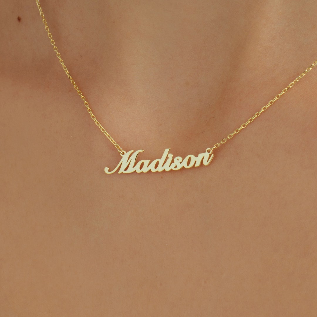14k Solid Gold Name Necklace Nameplate Necklace Personalized Name