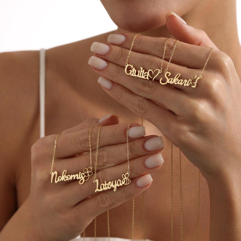 Custom Name Necklace With Symbol: Sterling Silver, Gold Filled - Etsy