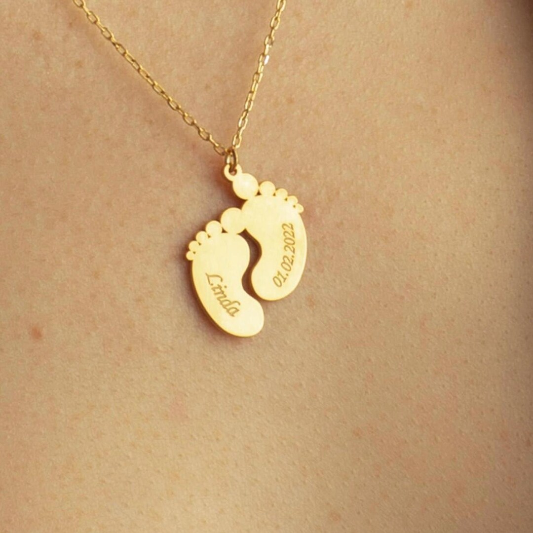 Sterling Silver Footprint Necklace: Personalized New Mom Gift - Etsy