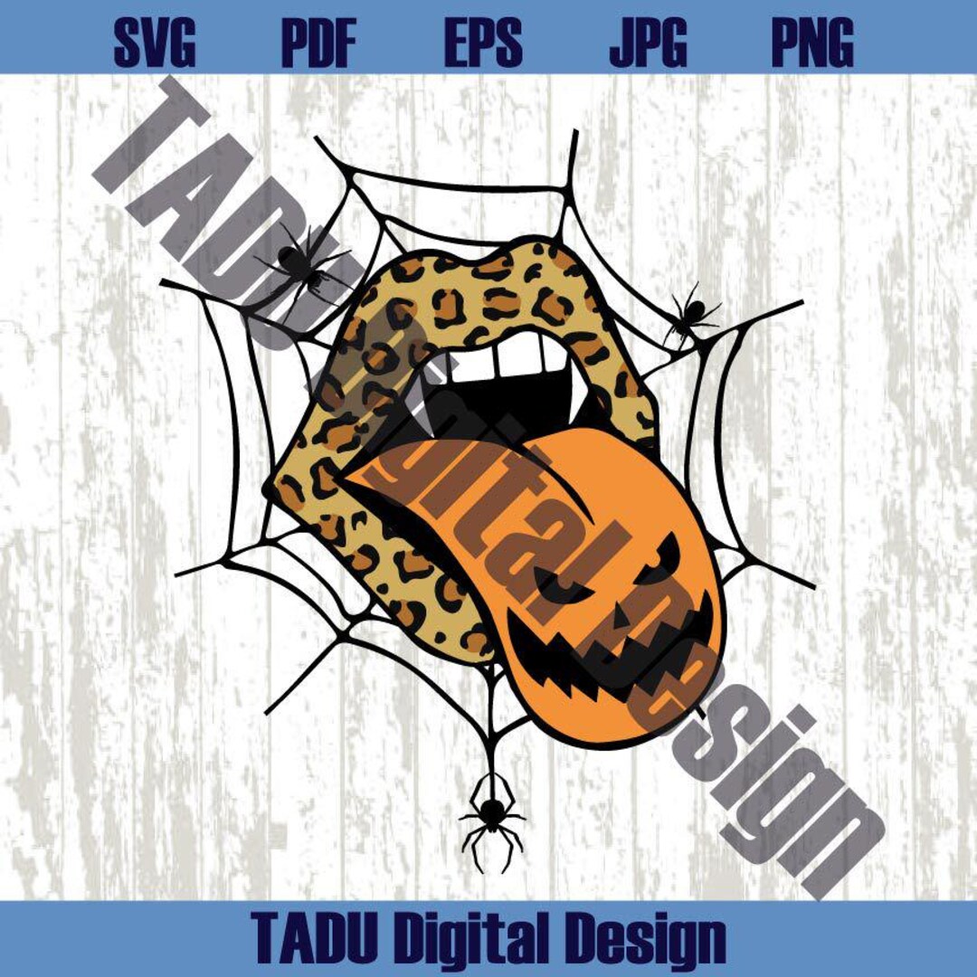 Pumpkin Lips Png Sublimation Design Leopard Lips Pumpkin Tongue Svg ...