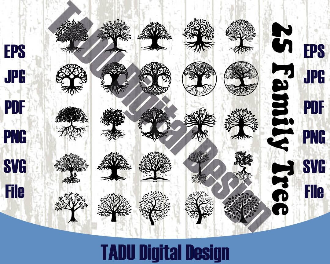 Family Tree Svg Bundle Tree Roots Svg Tree With Roots Svg Tree of Life ...