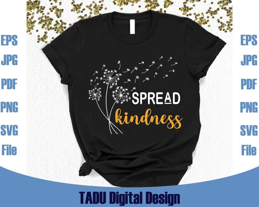 Spread Kindness Svg Dandelion Retro Motivational Svg Boho Inspirational ...