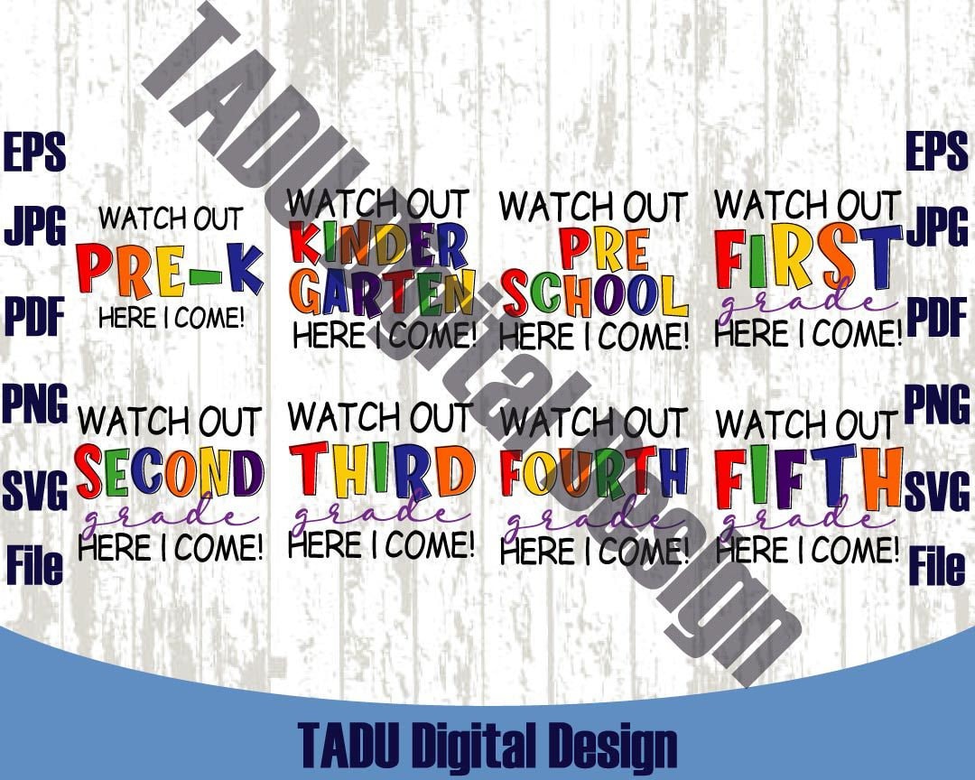 Watch Out Grade Here I Come Svg Bundle Back to School Svg - Etsy