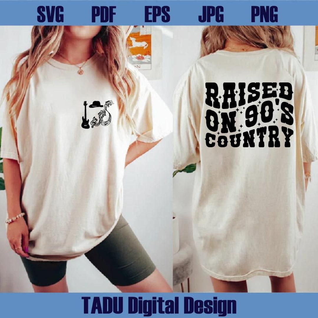 Raised on 90s Country Svg Wavy Stacked Retro Country Music Svg Western ...