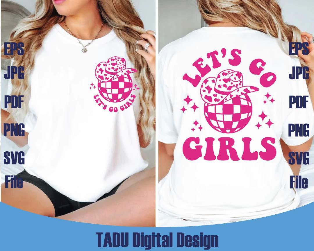 Let's Go Girls Svg Cowboy Hat Disco Ball Svg Preppy Western Svg Pink ...