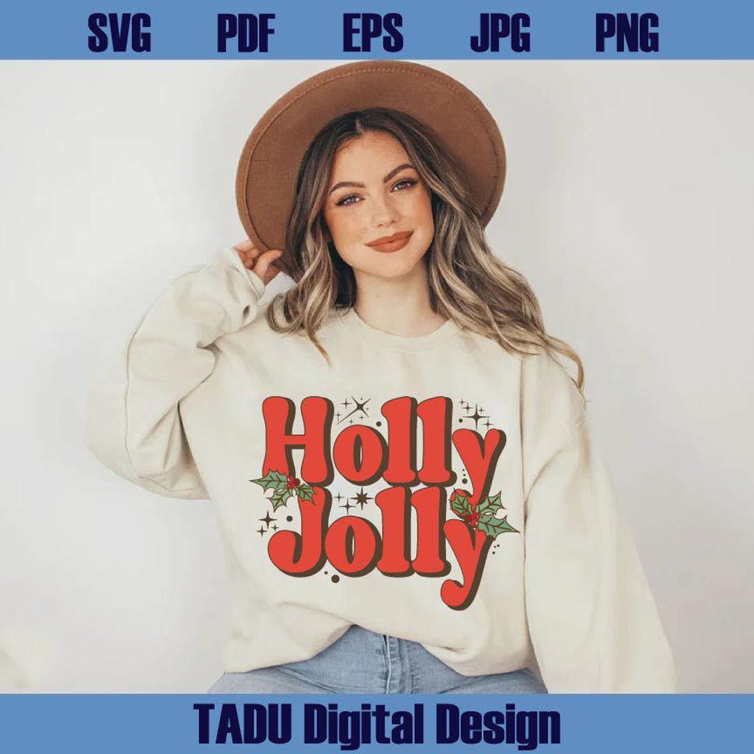 Retro Holly Jolly Svg Vintage Christmas Women Svg Svg Funny Christmas ...