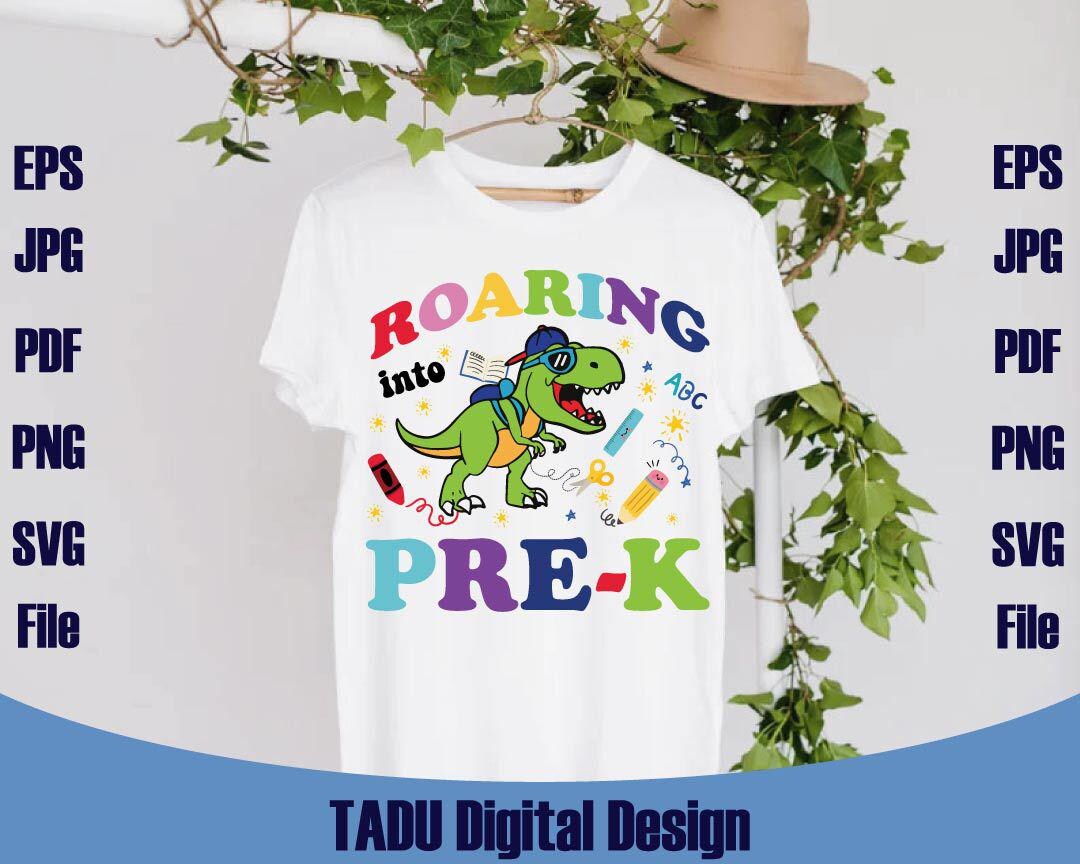 Roaring Into Pre-k Svg T-rex Student Svg for Boy Kid Dinosaur Back to ...
