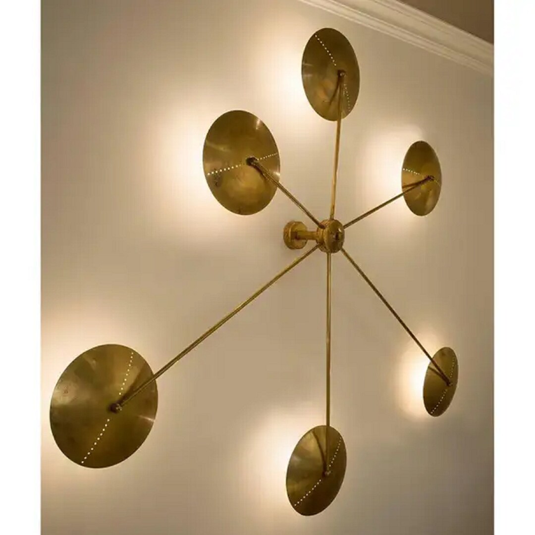 Sputnik Italian Brass Spider Ceiling or Wall Light in Midcentury Style ...