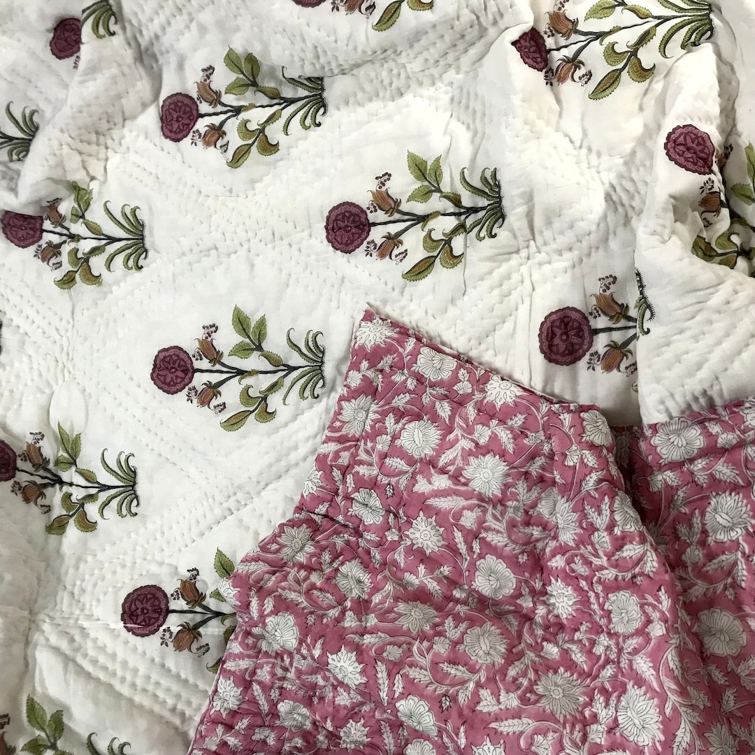 Hand Block Print Quilts for Sale, Queen Size Traditional Quilt Handmade ...