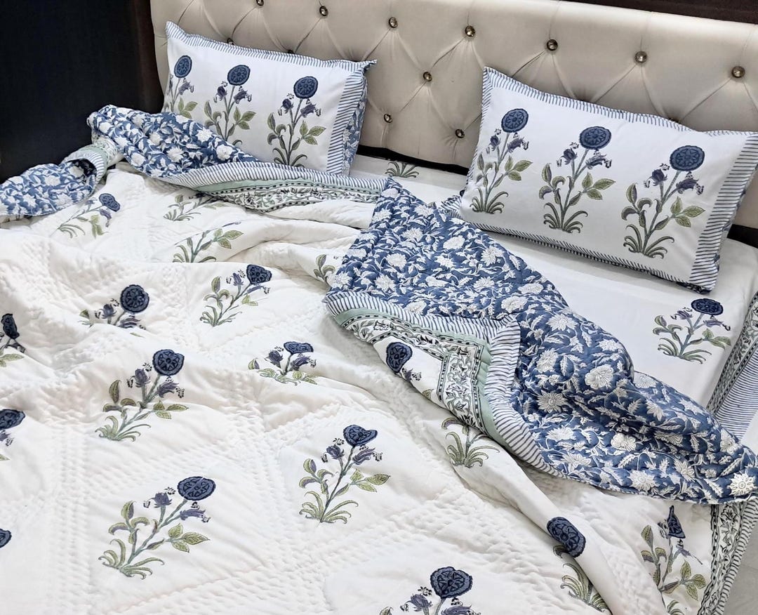 Delft Blue Throw Blanket – Floral Boho Chic Bedspread | Lightweight ...
